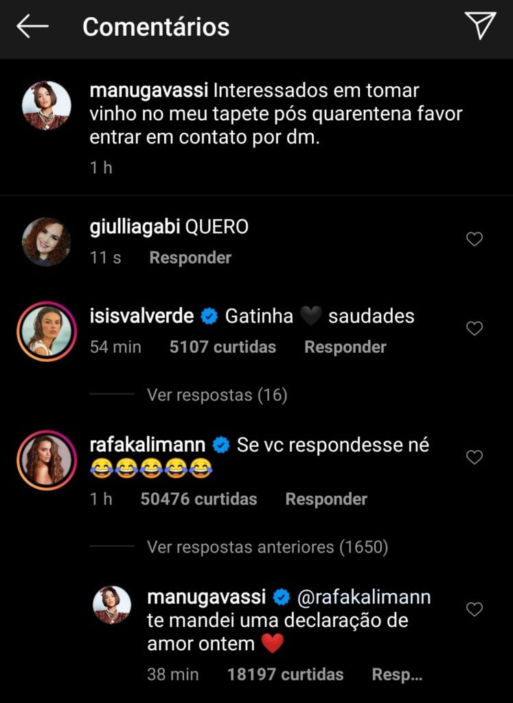 Manu Gavassi esquece amizade com Rafa Kalimann após o fim do BBB