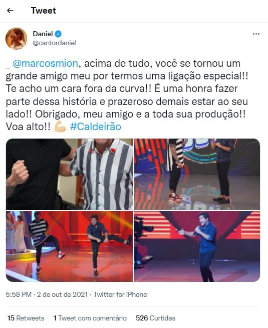 Marcos Mion recebeu Daniel no Caldeirão