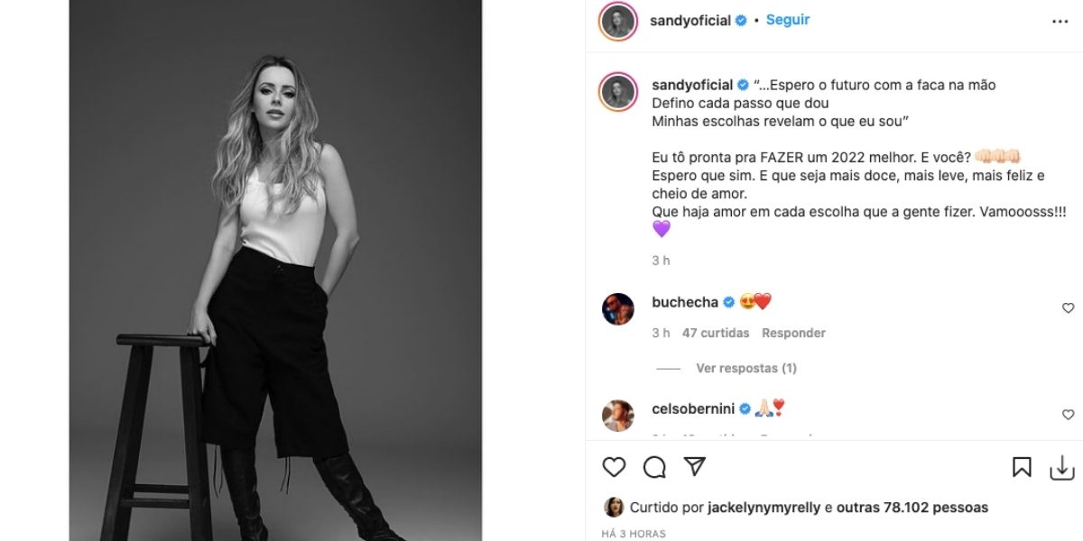 "Faca na mão", Sandy faz anúncio e expõe o que acontece em sua vida